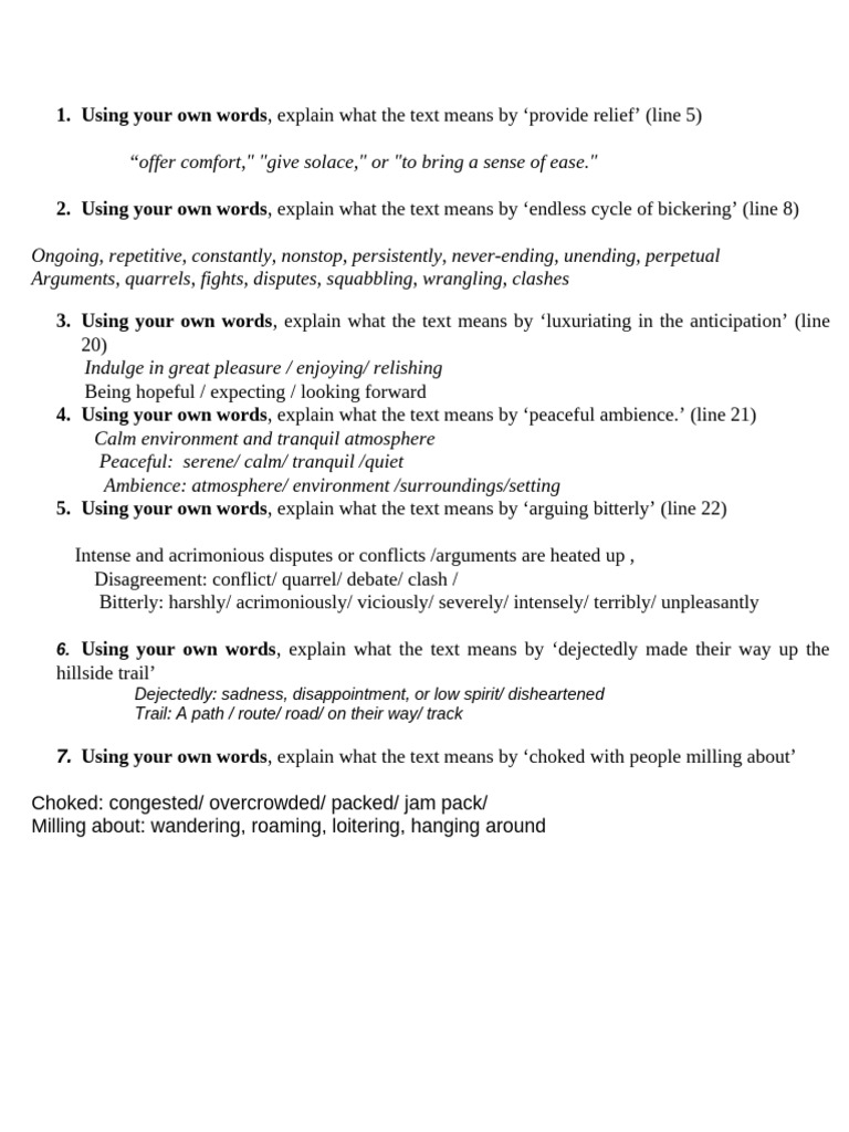 Text 2.2 Own Words Answers (LP2) | PDF