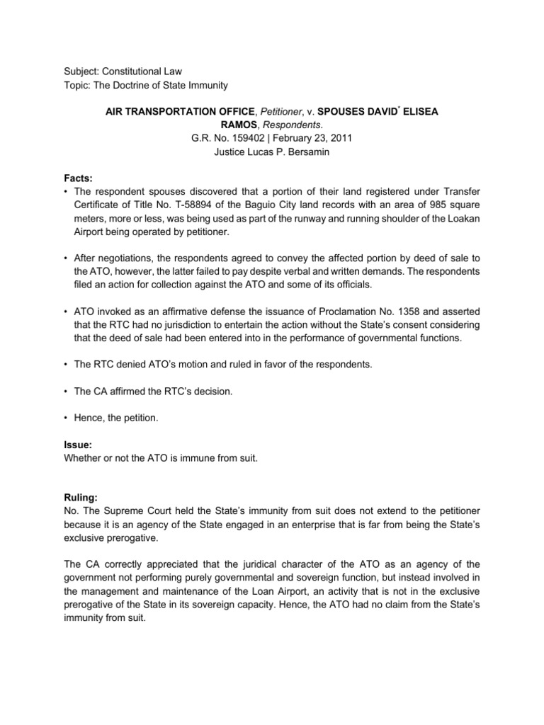 G.R. No. 159402 Air Transportation Office v. Spouses David & Elisea ...