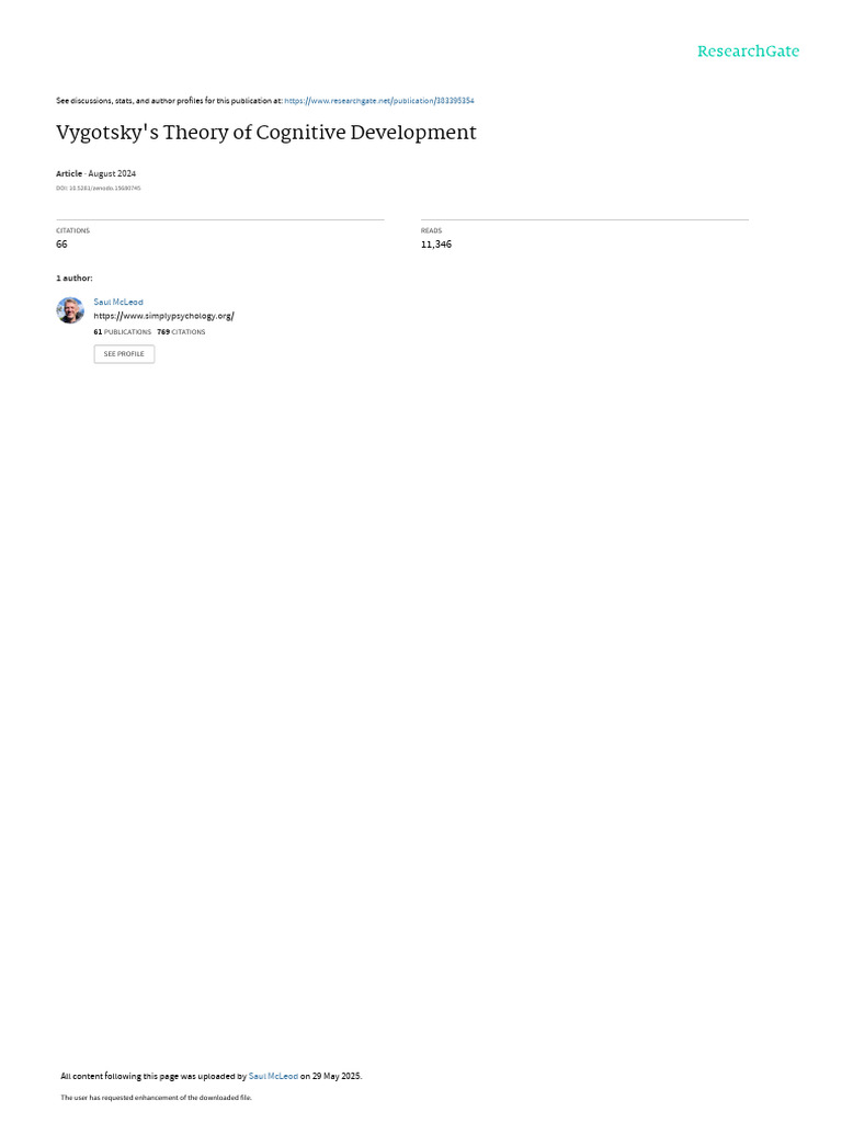 Vygotskys Theoryof Cognitive Development | PDF | Learning | Cognitive ...