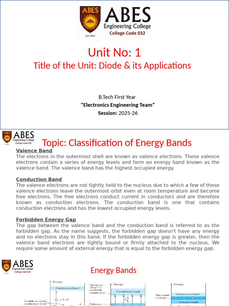 Unit1 Basic Electronics | PDF | Rectifier | P–N Junction
