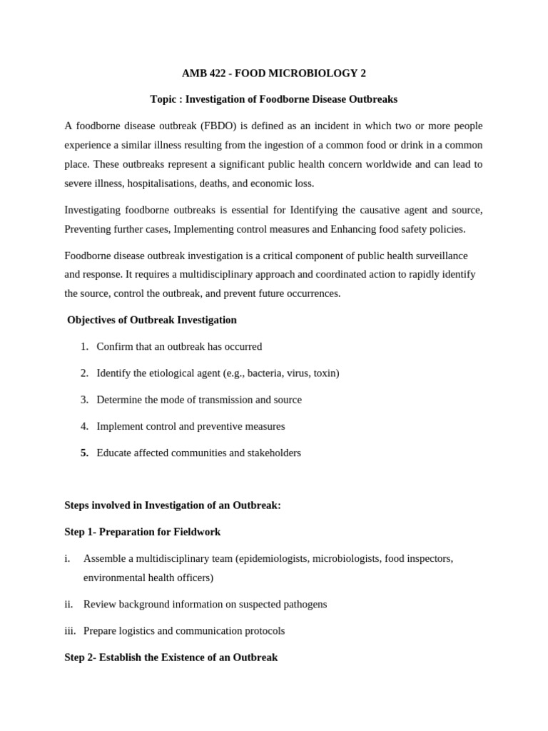 Foodborne Outbreak Investigation Guide | PDF | Foodborne Illness ...