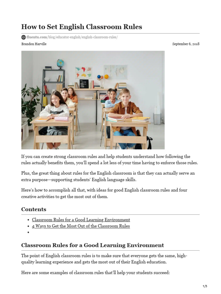 English Classroom Rules | PDF | Classroom | Learning