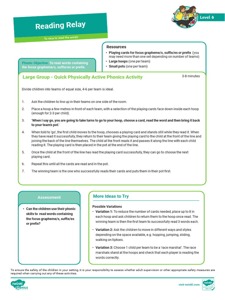 Level 6 Physically Active Phonics Quick Activity | PDF