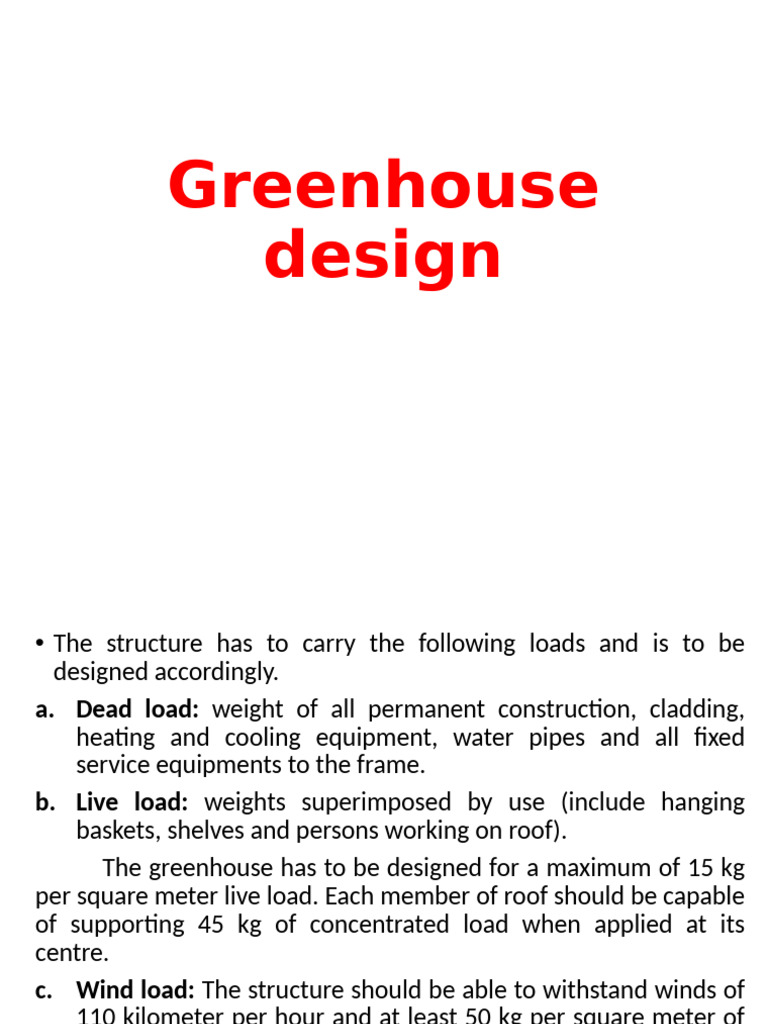 Greenhouse Structure Design Guidelines | PDF