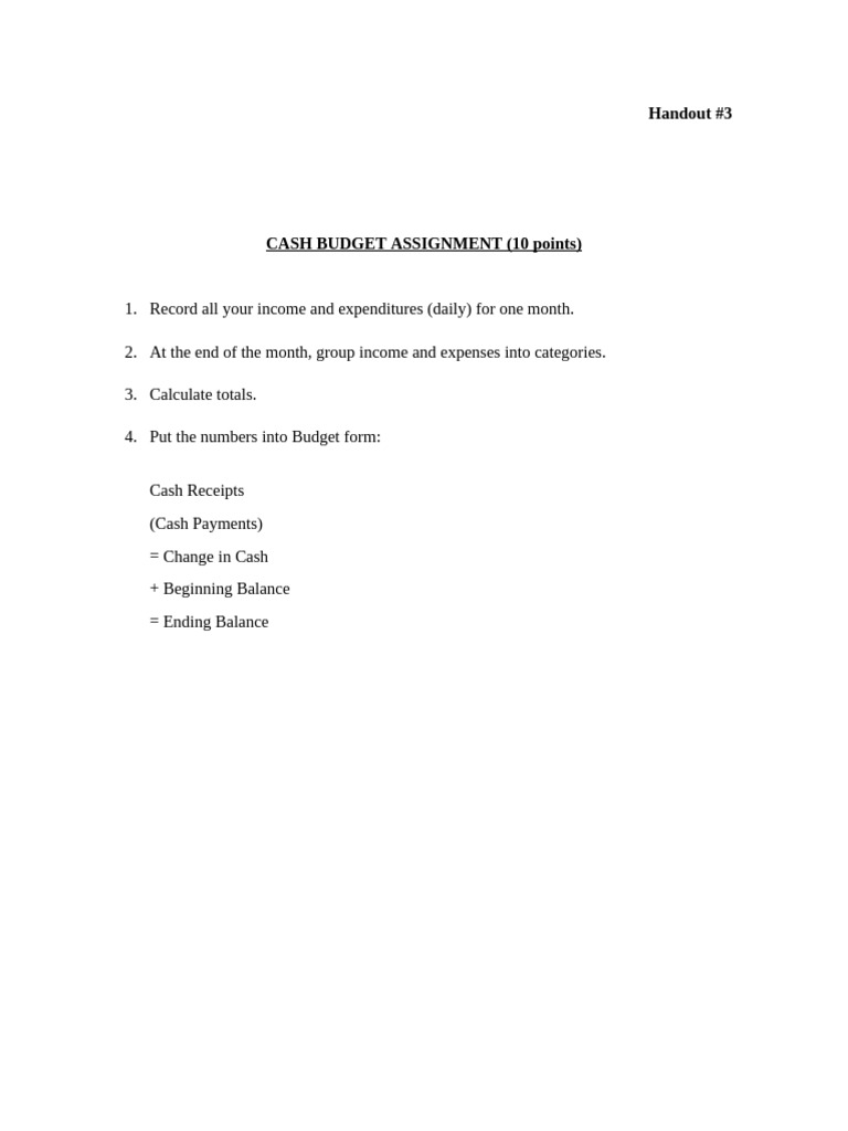Cash Budget Assignment | PDF