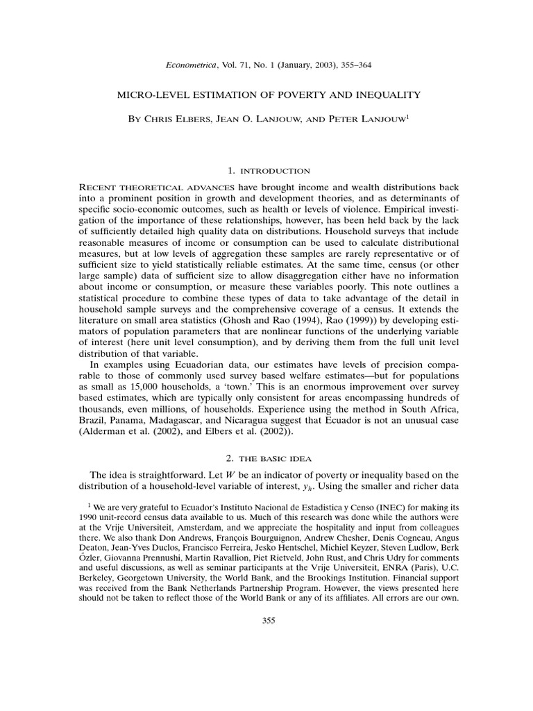 Micro-Level Poverty Estimation Techniques | PDF | Estimator | Errors ...