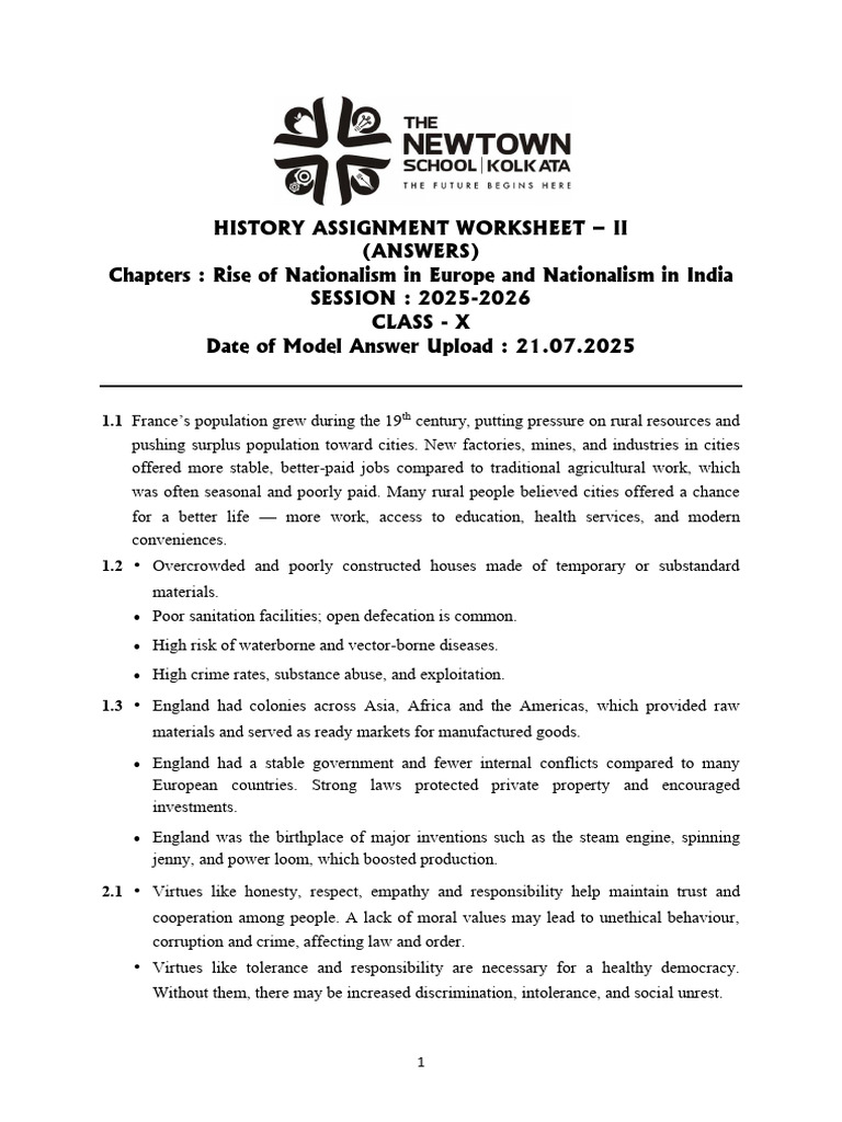 History Assignment Worksheet II X Answer 25 26 | PDF | Mahatma Gandhi ...