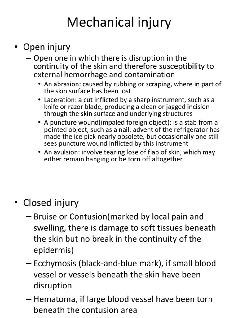 Mechanical Injury | PDF | Burn | Wound