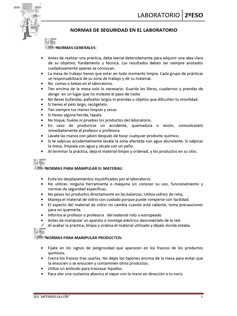 Normas de Seguridad en el Laboratorio | PDF | Laboratorios