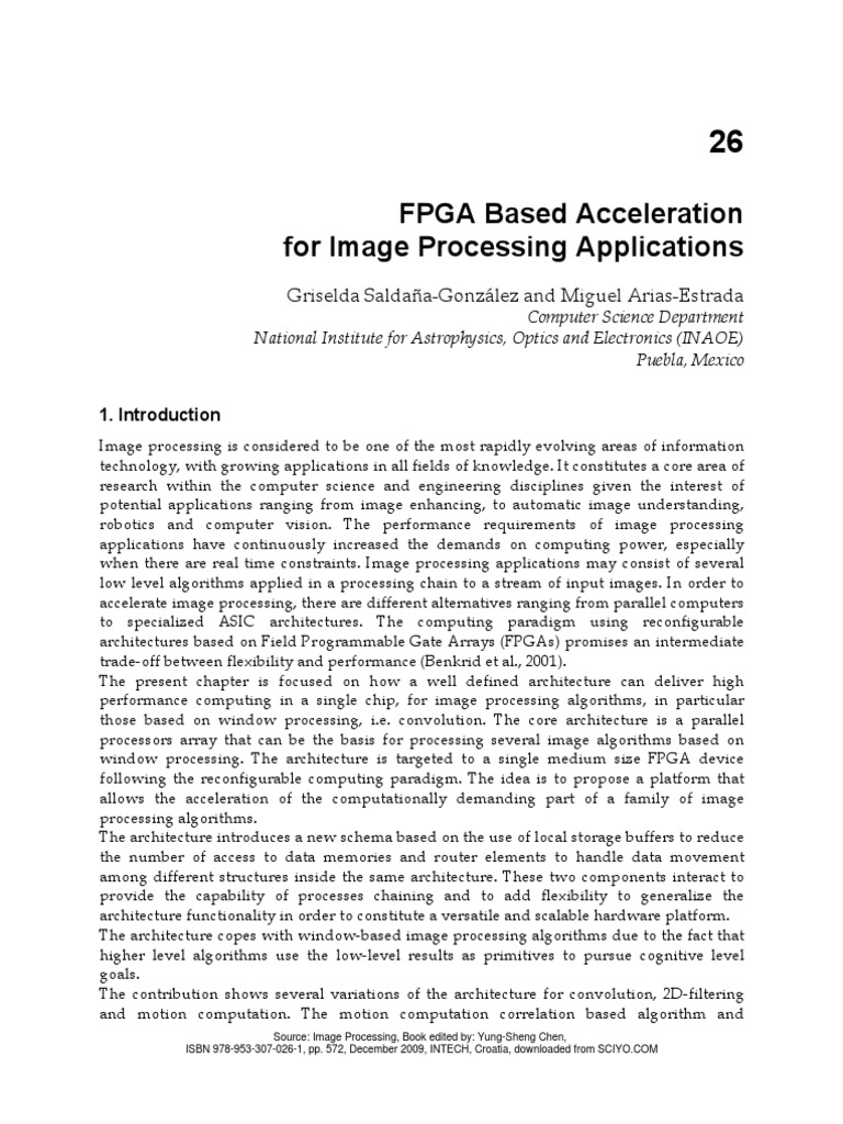 Intech Fpga Based Acceleration For Image Processing Applications Pdf