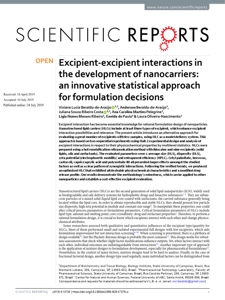 Excipient Excipient | PDF | Analysis Of Variance | Solubility