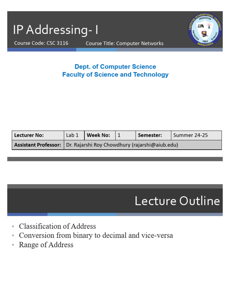 CN Lab 1 IP Addressing Sum24 25 (1) | PDF | Computer Network | Network Interface Controller