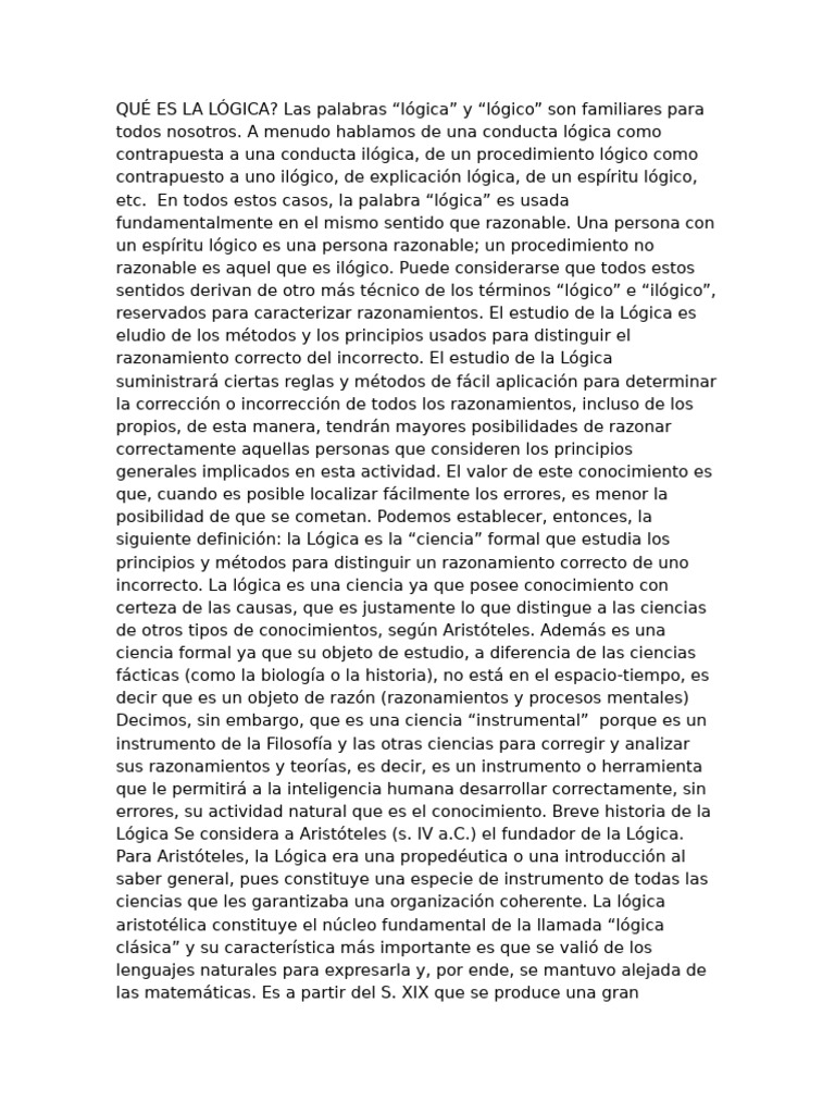 Definición y evolución de la lógica | PDF | Lógica | Matemáticas