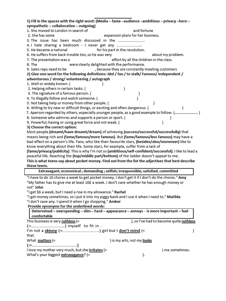 Vocabulary Review - Docx1er | PDF