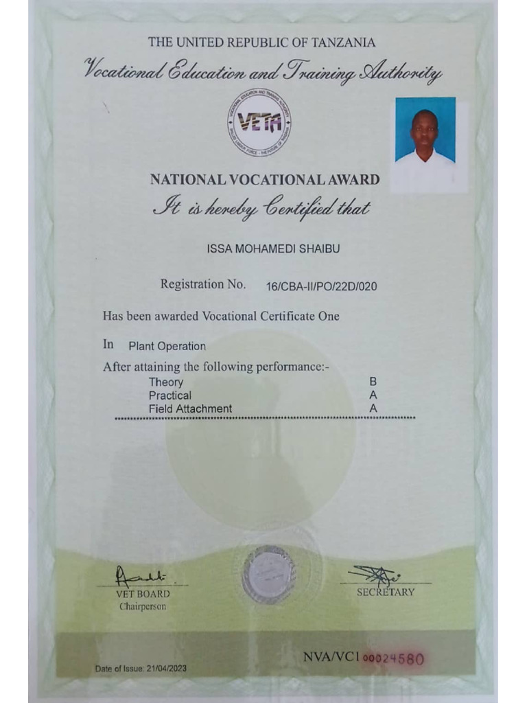 Veta Certificate Lev2 | PDF