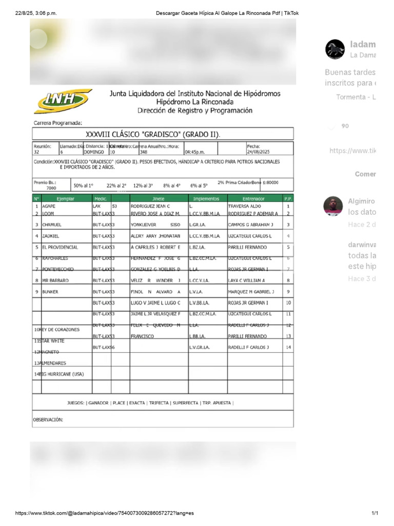 Descargar Gaceta Hípica Al Galope La Rinconada PDF: Buscar para Ti Explorar Siguiendo Live ...