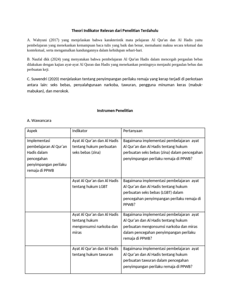Instrumen Penelitian | PDF