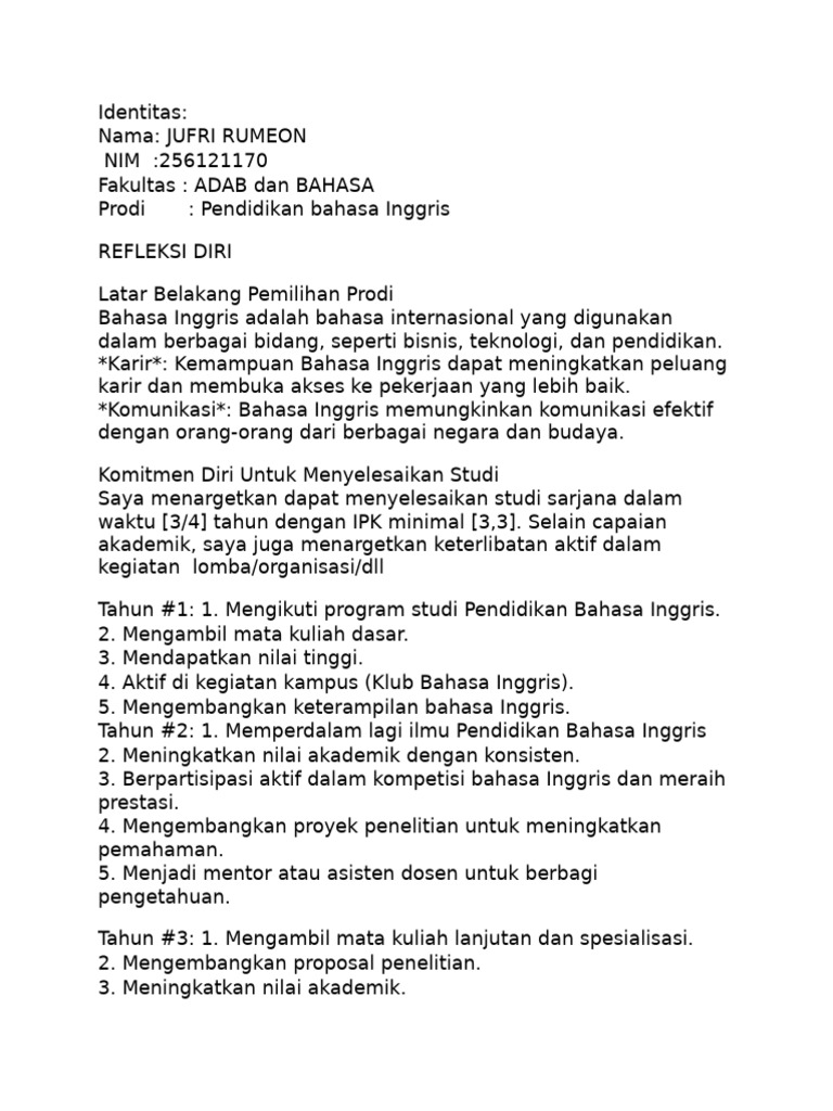 Komitmen Studi dan Kontribusi Jufri Rumeon | PDF
