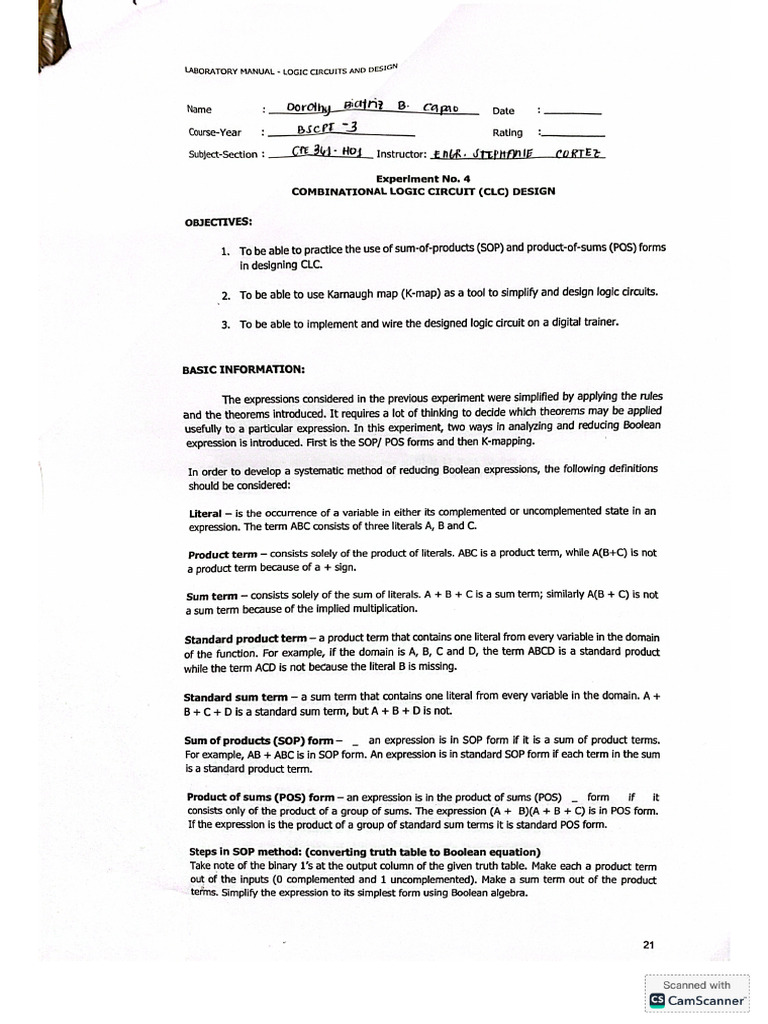 Capao, Dorothy Lab Exp4 | PDF