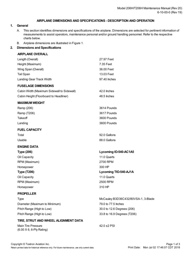 Airplane Dimensions and Specs Guide | PDF | Aileron | Horsepower