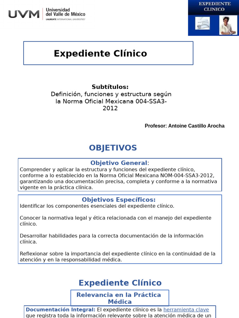 Estructura y Funciones del Expediente Clínico | PDF | Diagnostico ...
