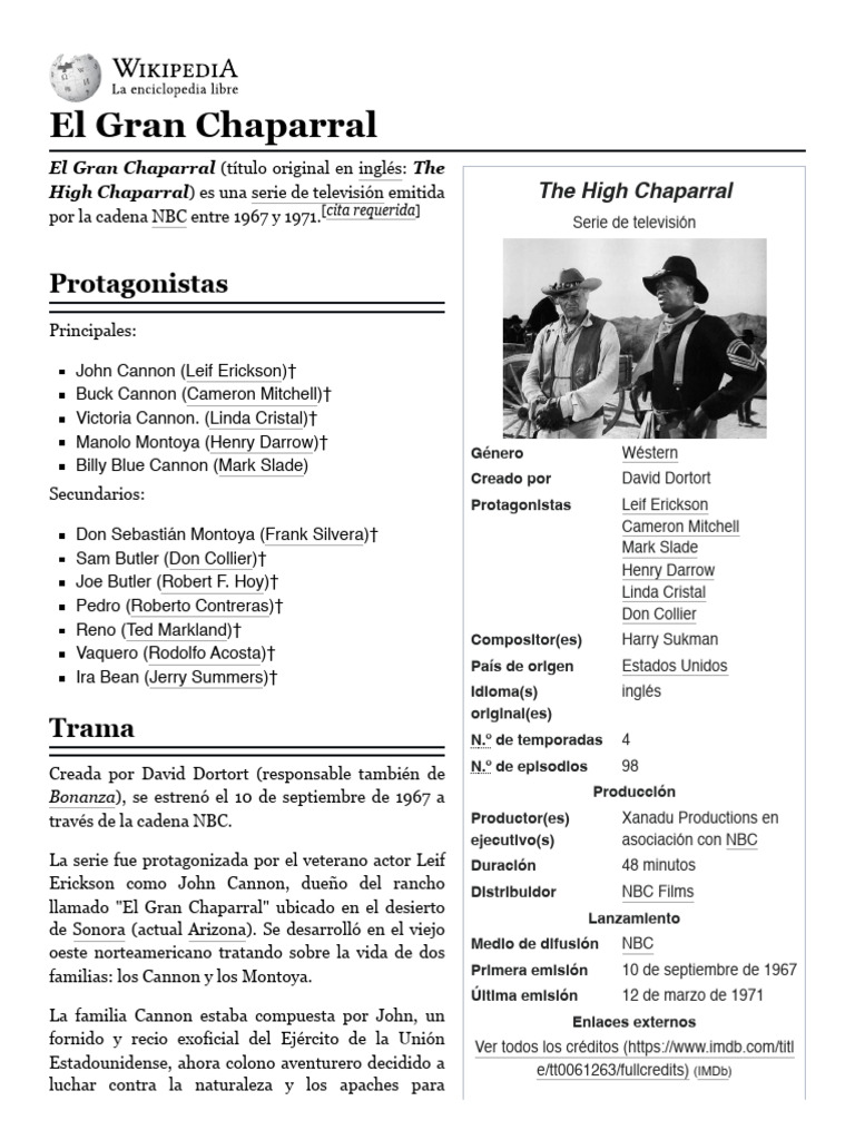 El Gran Chaparral: Serie Clásica del Oeste | PDF | Televisión ...