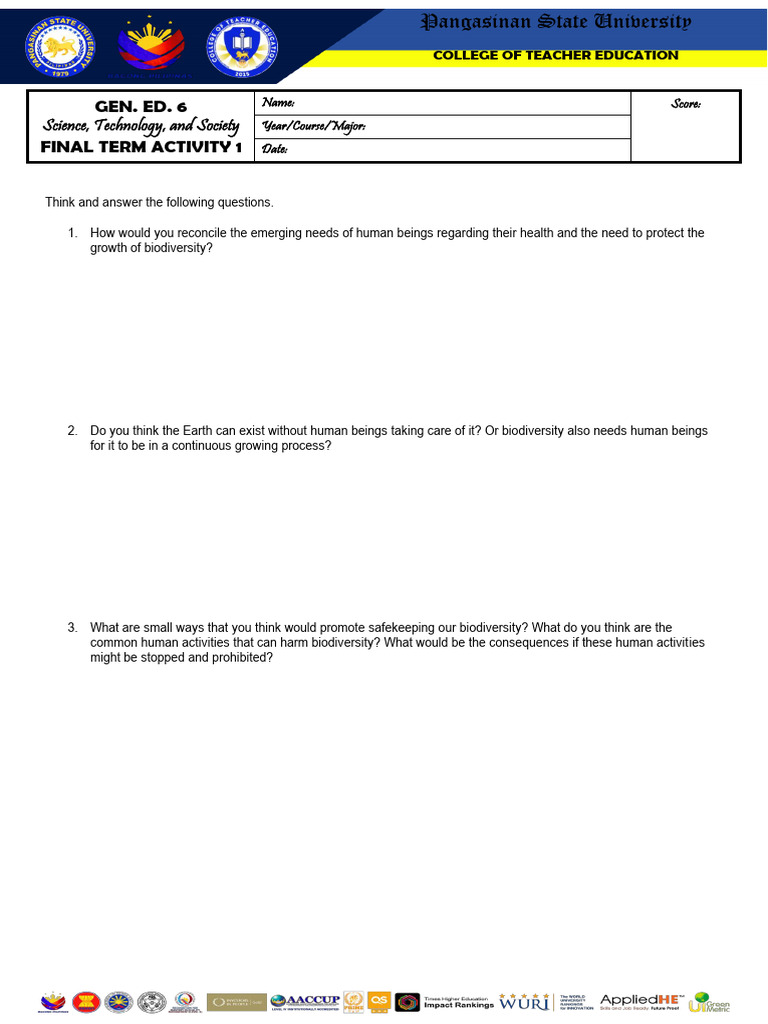STS Final Term Quizzes and Activities | PDF | Climate Change | Science
