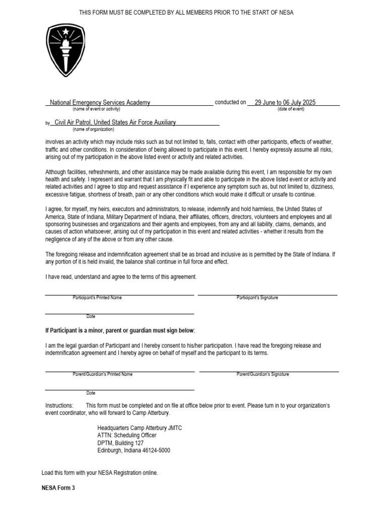 Camp Atterbury Release (Required) | PDF | Indemnity | Civil Law (Legal ...