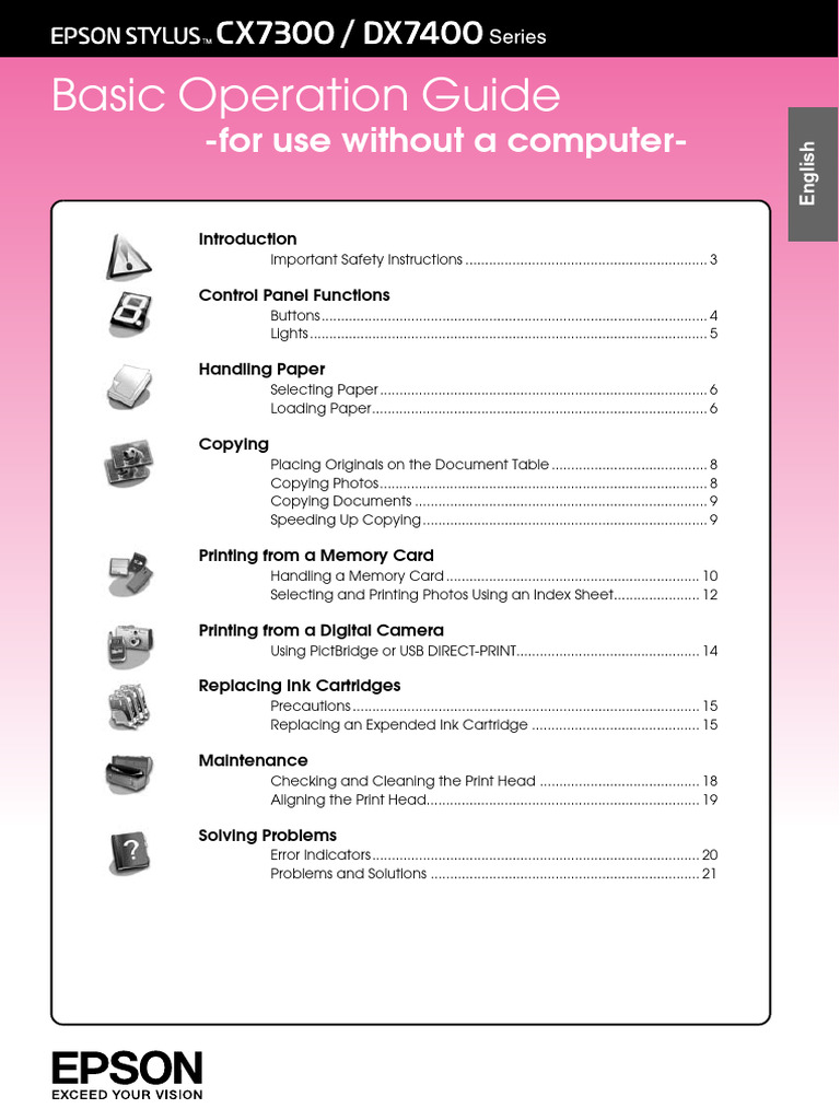 Epson Stylus Cx7300 - dx7400 Series - 4109528 - Ug | PDF | Printer ...
