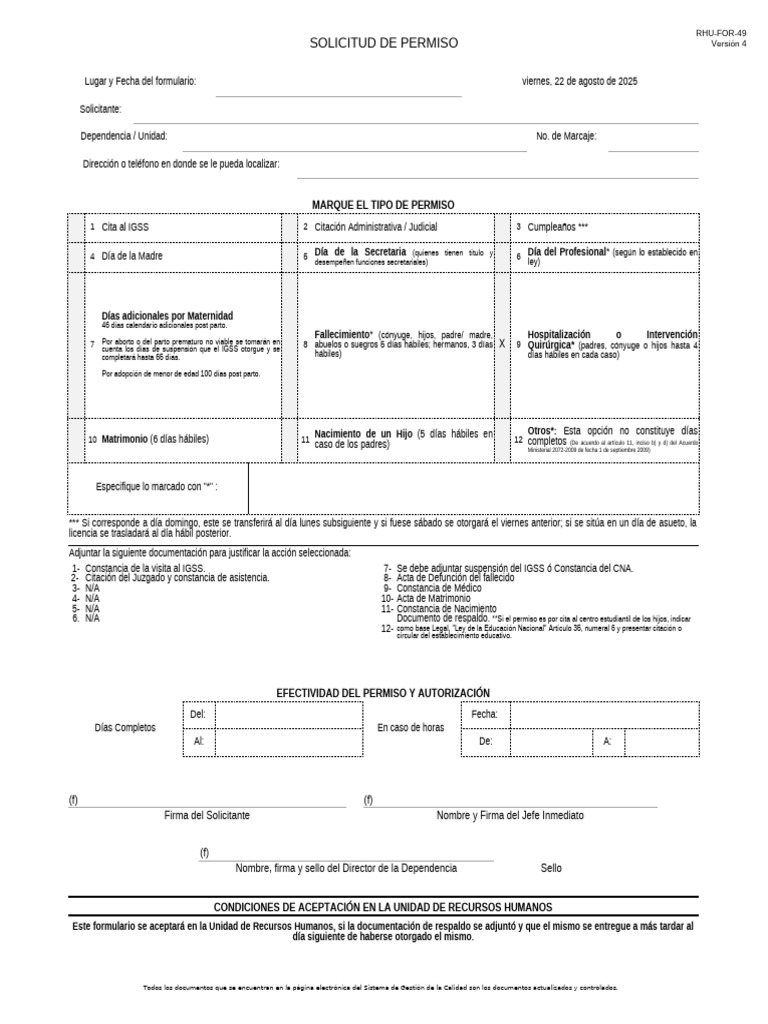 Formulario de Permisos | PDF