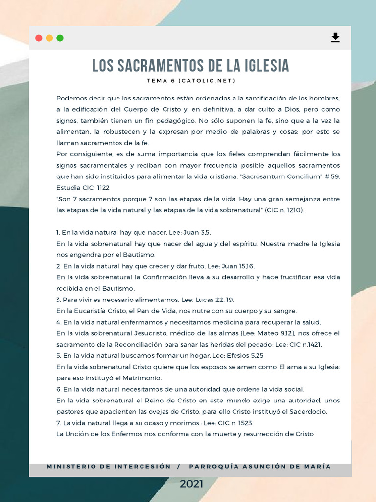 Los Sacramentos de La Iglesia | PDF | Sacramentos | Cristo (título)