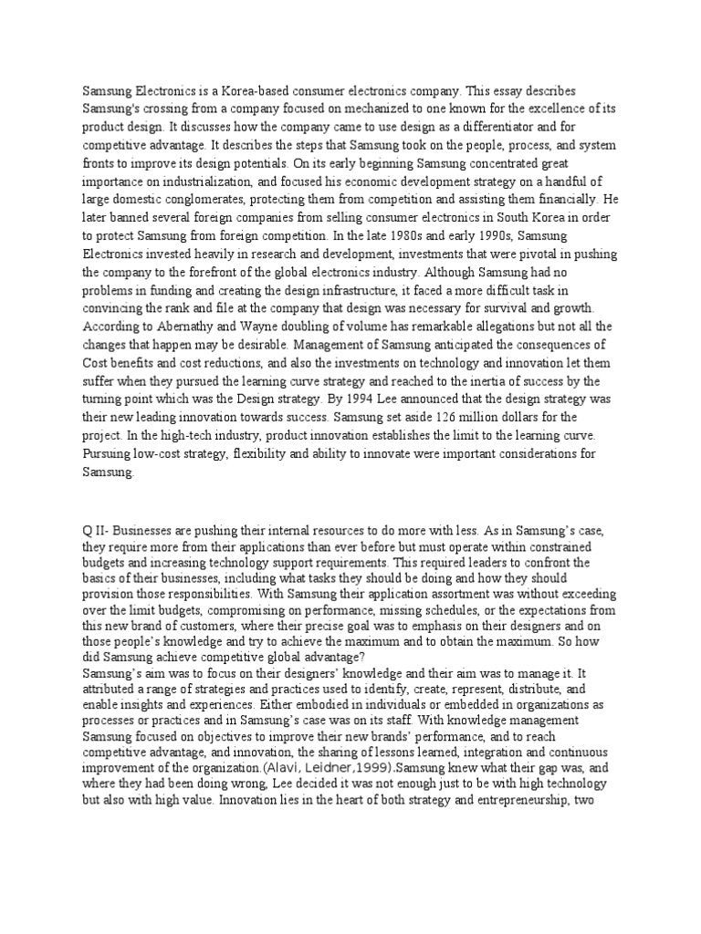 Samsung Case Study | PDF | Competitive Advantage | Innovation