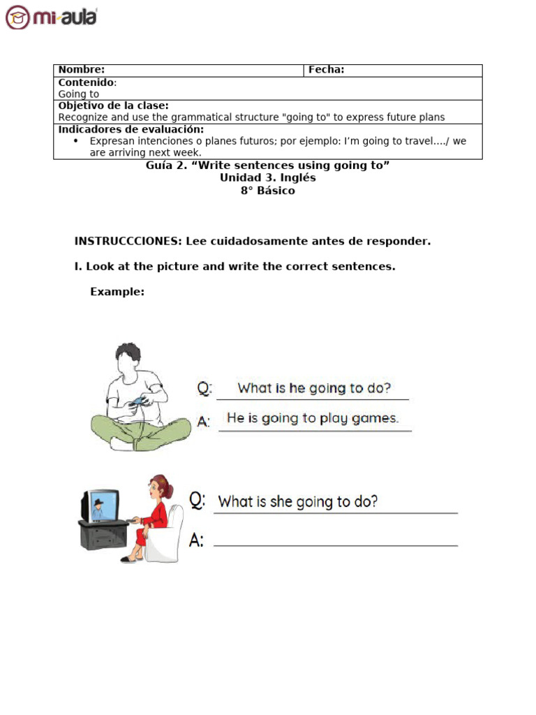 GUIA_2._WRITE_SENTENCES_USING_GOING_TO_167931_20250819_20241216_161439 | PDF