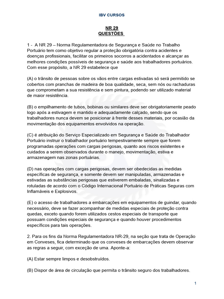 Segurança no Trabalho Portuário: NR 29 | PDF | Tráfego | Guindaste ...