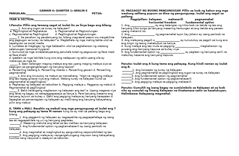 EsP 10 Activity Sheet July 31 | PDF
