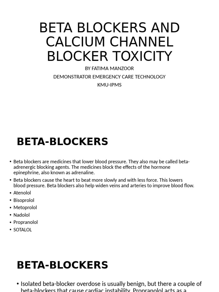 Beta Blockers and Calcium Channel Blocker Toxicity-1 | PDF | Cardiology ...