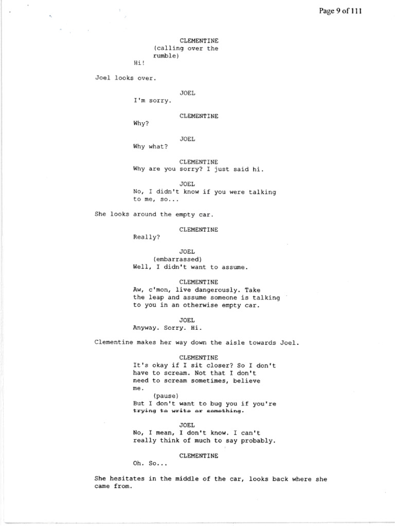 Scene From Eternal Sunshine of The Spotless Mind | PDF