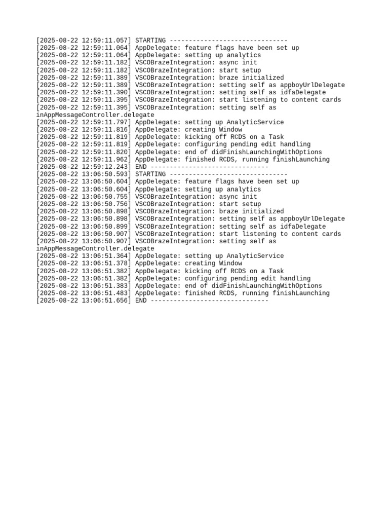 VSCO Braze Integration Log Analysis | PDF