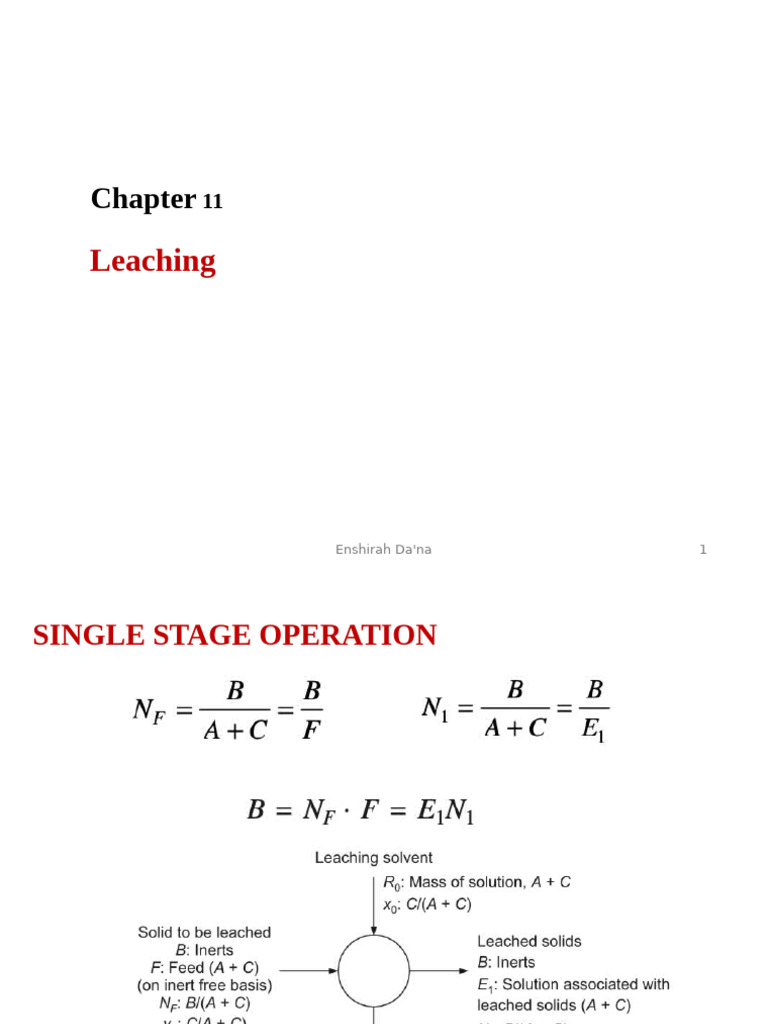 Leaching Process: Single & Multistage Operations | PDF | Physical ...