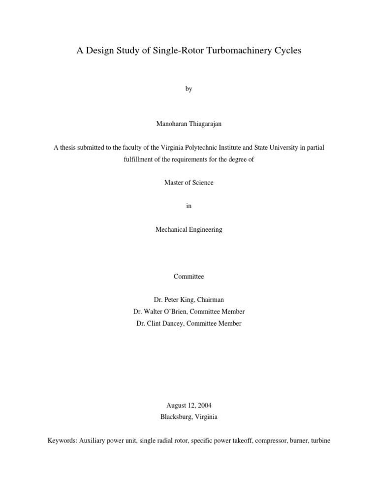 (PANTONE STIRLING GEET SPAD) Thesis - Simple Gas Turbine Engine Design ...