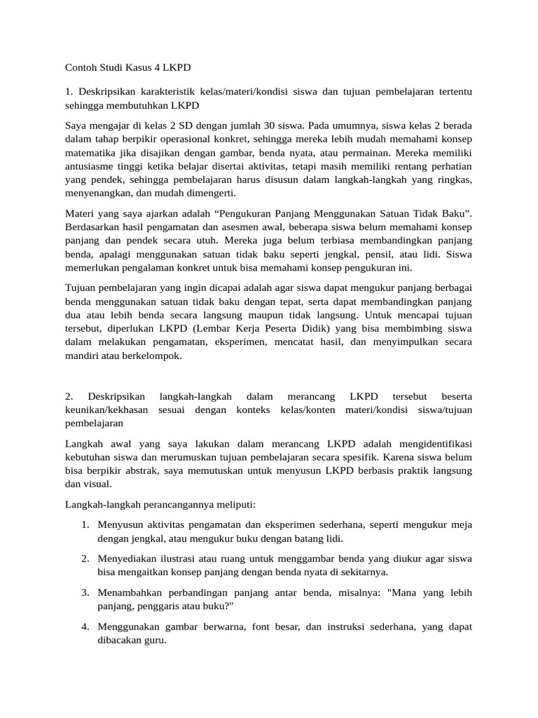 Contoh Studi Kasus 4 LKPD | PDF