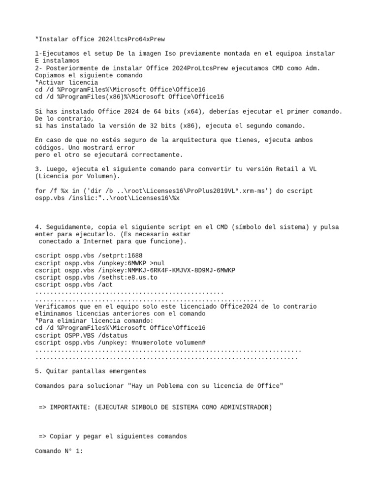 Activador Office 2024 CMD | PDF
