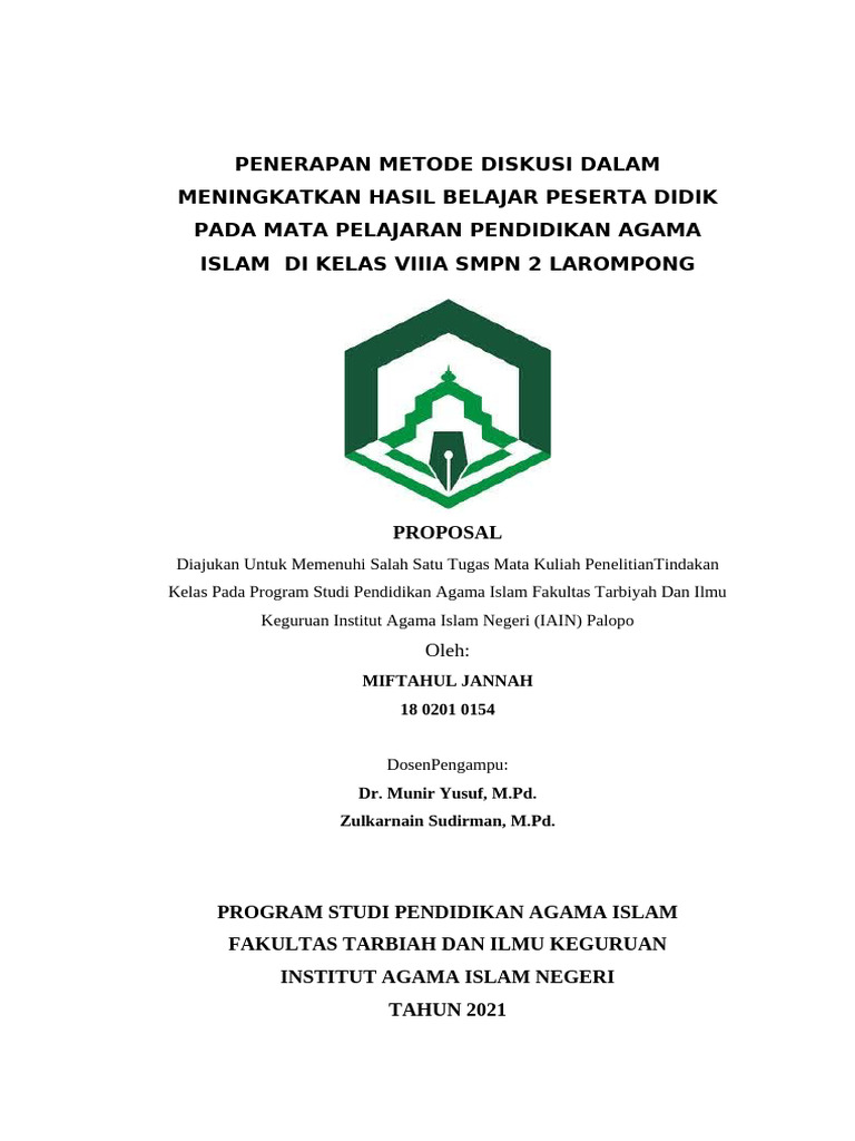 Proposal PTK Miftahul Jannah | PDF