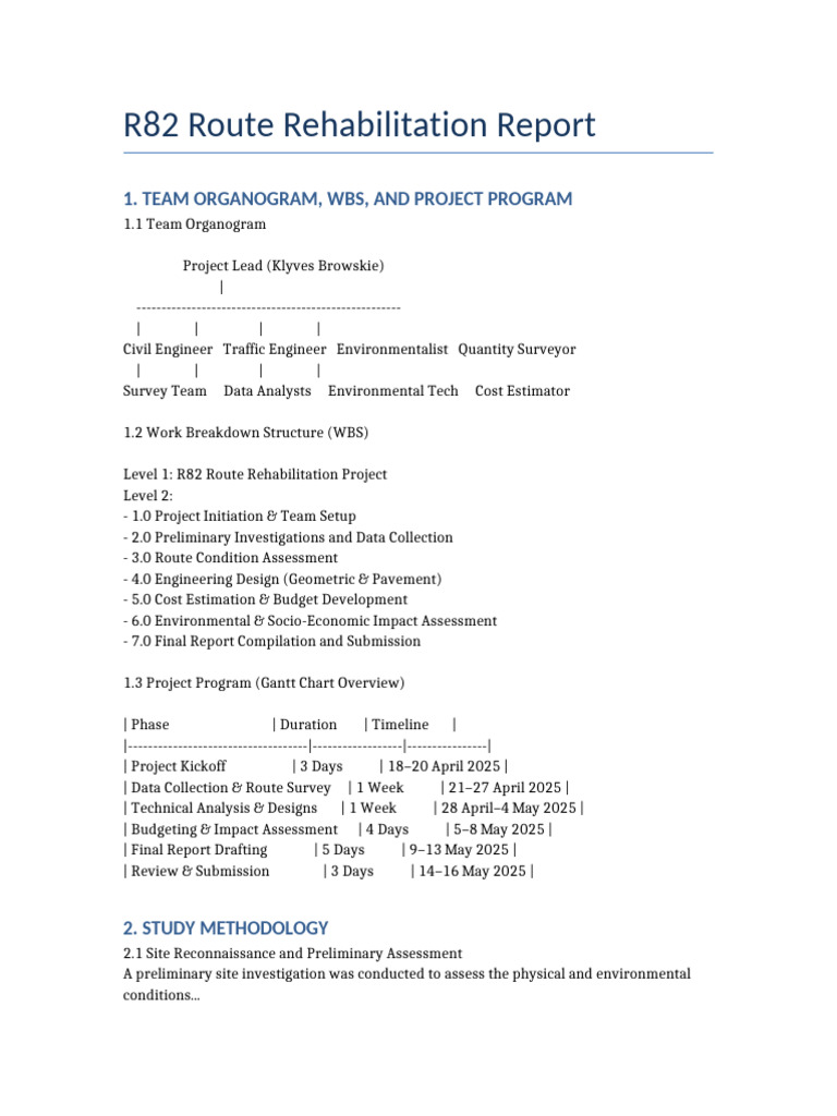 R82 Full Rehabilitation Report | PDF | Road | Road Surface