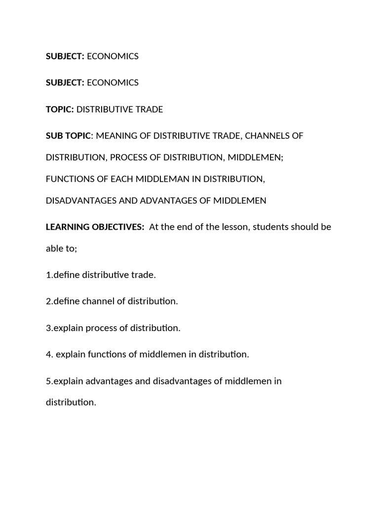 Understanding Distributive Trade Basics | PDF | Cost Of Living | Money