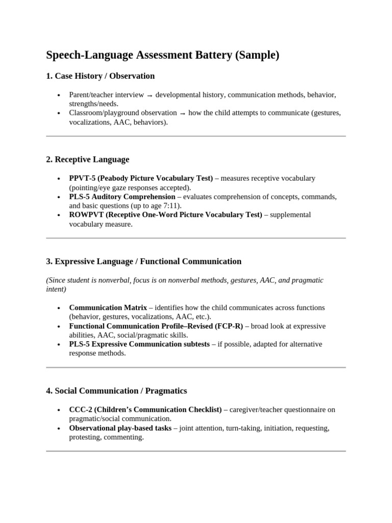 Comprehensive Speech-Language Assessment | PDF | Communication ...