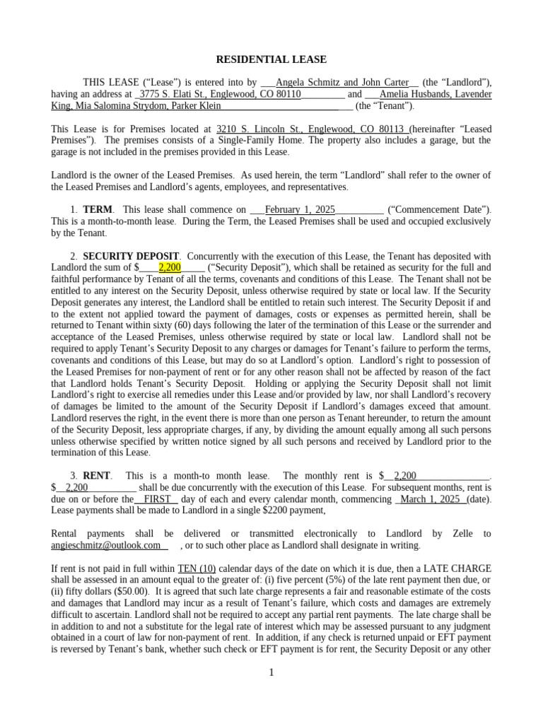 Draft Lease Agreement Lincoln | PDF | Lease | Leasehold Estate