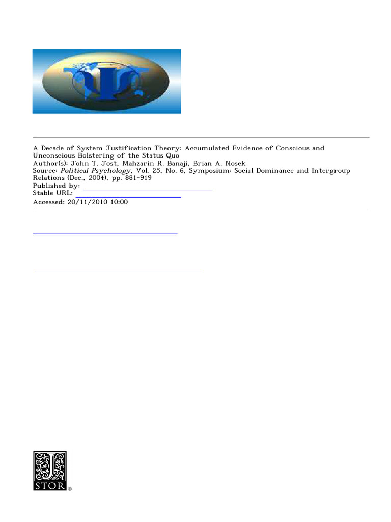 System Justification Theory Overview | PDF | Liberal Arts Education ...