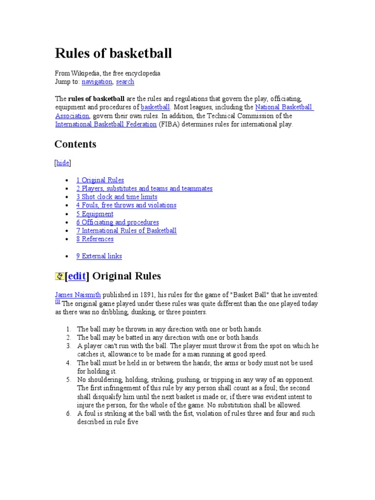 Rules of Basketball | Teams | Sports