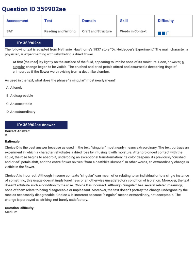 Analyzing SAT Question Responses | PDF | Reward System | Decision Making
